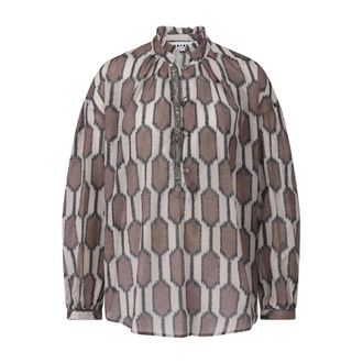 Bazar Deluxe Femme, Blouses et Chemises, Brun, Taille: 34 FR Blouse Oversize &agrave; Motif Abstrait