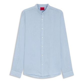 HUGO BOSS Elvory Slim-Fit Leinenhemd - - Shirts - Herren - Blau - M