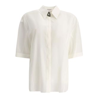 Brunello Cucinelli Femme, Blouses et Chemises, Blanc, Taille: 42 FR Chemise Blanche en Soie Precious Buttonhole