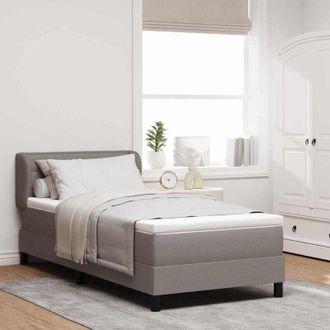 vidaXL Boxspringbett mit Matratze mit Matratze Taupe 90 x 200 cm Stoff vidaXL