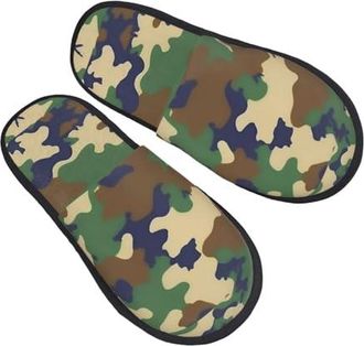 Generic Fourrure Pantoufles Camouflage Militaire Vert Portative Accueil Pantoufles Cozy Maison Slippers Pour Femmes Spa Camping L