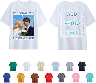 Generic Tee Shirt Personnalisable pour Adulte et Enfant avec Photo Personnalisé Texte Logo, T Shirt Personnalisé, 100% Coton, pour Papa Maman Couple Familial 