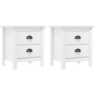vidaXL Nachttisch Hill 2 Stk. Wei&szlig; 46x35x49,5 cm Massivholz Kiefer - Vidaxl