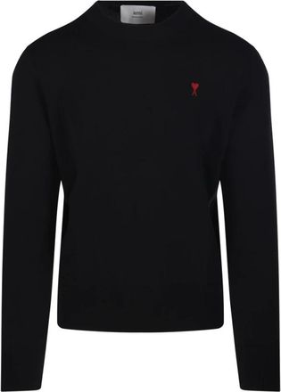 Ami Homme, Pulls, Noir, Taille: M ADC Round Neck Sweater Merino