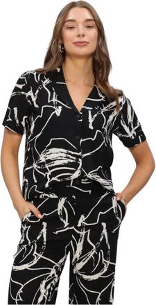 Object Sanne S/S Shirt AOP - - Blouses & Shirts - Damen - Schwarzk - S