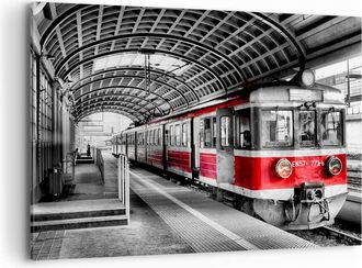 Arttor Wandbilder Dekoration Wohnzimmer Bahn Bahnhof Zug Transport Bilder auf Leinwand 120x80cm Leinwandbild Schlafzimmer K&uuml;che Deko Wand Kunstdruck Art Gro&szlig;