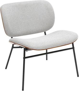 Miliboo Fauteuil en tissu effet velours textur&eacute; gris et m&eacute;tal noir SHELBY