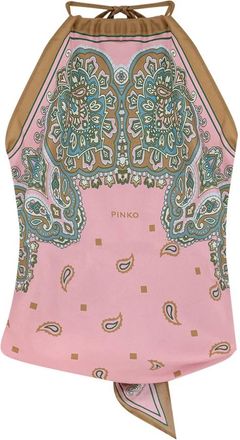 Pinko Pinko, Femme, Tops, Rose, Taille: ONE Size Top style foulard &agrave; imprim&eacute; cachemire