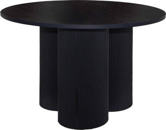 Oviala Moderner Esstisch, rund, 120 cm, Holzoptik, Schwarz