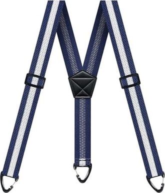 Generic Bretelles cach&eacute;es pour homme tr&egrave;s r&eacute;sistantes sous le dos en Y 3,8 cm avec 3 boucles &agrave; pression, accessoires de v&ecirc;tements, Rayures bleues et blanches.