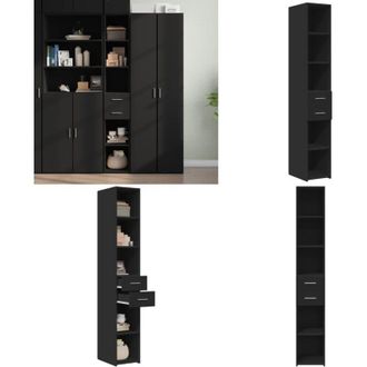 vidaXL Highboard Schwarz 30x42,5x185 cm Holzwerkstoff - Sideboard - Hochschrank - Wohnzimmerm&ouml;bel - Holz Sideboard - Schwarz - Home & Living