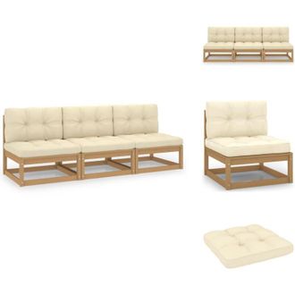 vidaXL 3-Sitzer-Sofa mit Kissen Kiefer Massivholz - Gartensofa - Holzsofa - Kiefernholz - Gartenm&ouml;bel - Esszimmertisch