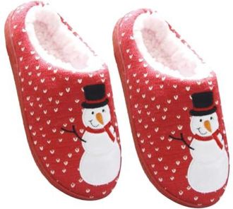 IFUNDOM Warmhm Pantoufles Chaudes dHiver pour Couple Pantoufles en Coton Tricot&eacute; Rouge Taille 37-38 Semelle Antid&eacute;rapante Chaussures dInt&eacute;rieur Confortables p