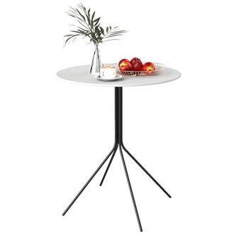 OUTSUNNY Table de Jardin Ronde &Oslash; 60 cm, Table de terrasse Cadre en Acier, pour int&eacute;rieur et ext&eacute;rieur, pour Balcon, Porche, Gris fonc&eacute;