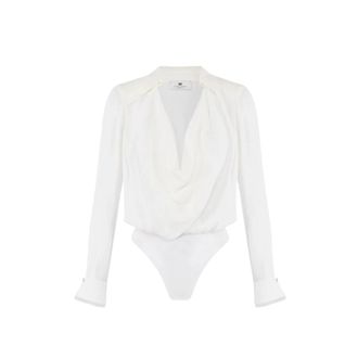 Elisabetta Franchi Viskose Georgette Body - - Tops - Damen - Beige - XS