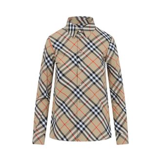 Burberry Femme, Blouses et Chemises, Beige, Taille: 34 FR Chemise &agrave; Manches Longues &agrave; Carreaux Classiques