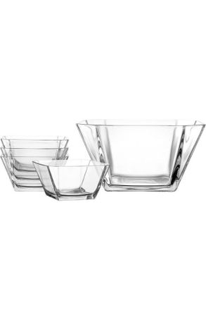 Leonardo Servierschalenset, Klar, Glas, 5-teilig, rechteckig, 22x16.8x22 cm, hitzebest&auml;ndig, lebensmittelecht, Essen & Trinken, Geschirr, Schalen & Sch&uuml;sseln, 