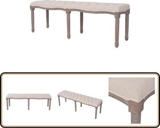 vidaXL Vidaxl - Bank Leinen Massivholz 150 x 40 x 48 cm Cremewei&szlig; - Wohnzimmerbank - Cremewei&szlig;e Bank - Leinensofa - Holzrahmen Sofa - Bequeme Sitzbank