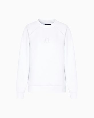 A|X Armani Exchange Damen-Sweatshirt mit Nieten auf der Brust und Rundhalsausschnitt, Optisches Wei&szlig;, XL