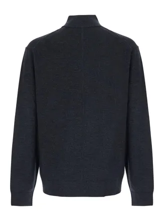 Calvin Klein Mens Half-Zip Merino Wool Sweater Grey Tops Top