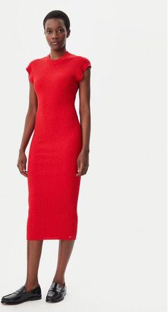 Tommy Hilfiger Kleid für den Alltag WW0WW44493 Rot Slim Fit