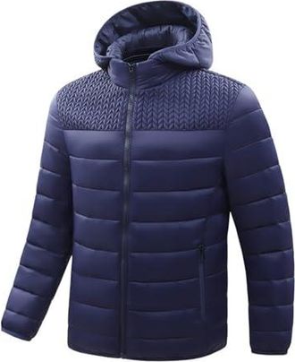 Generic Doudoune légère et isolante pour homme, coupe-vent avec fermeture éclair, pour entraînement par temps froid, vie quotidienne, bleu, XL