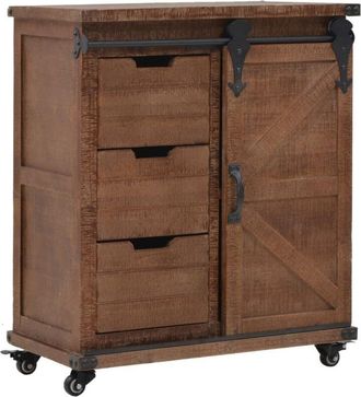 vidaXL Coffre de tiroirs de style vintage avec 3 tiroirs et d&eacute;tails en acier de porte coulissante