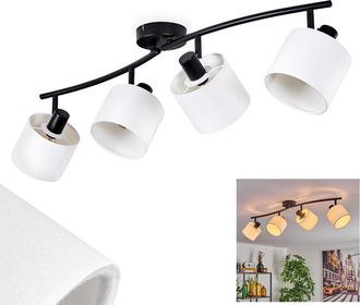 HOFSTEIN Deckenleuchte Granja, moderne Deckenlampe aus Metall/Stoff in Schwarz/Weiß, 4-flammig, mit verstellbaren Strahlern, Leuchte im Boho-Design, 4 x E14, o