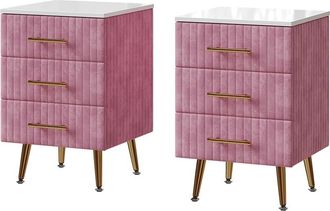 Vicco Nachttisch Velia, Nachtkommode, Rosa, 41 x 62 cm 2er Set