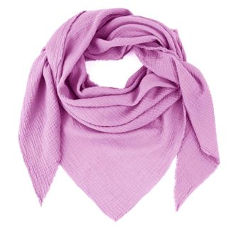 Glamexx24 Damenschal Musselin Dreieck Schal, XXL Schal verschiedenen Farben Halstuch Winterschal aus Baumwolle Hergestellt in Italien (Pink Lila)