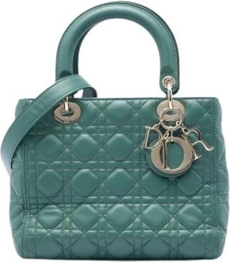 Dior Sac &agrave; main Lady Dior doccasion - Femme - Pre-owned - Vert - Taille: ONE Size