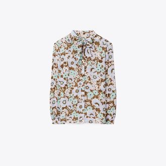 Tory Burch Damen Bedruckte Schluppenbluse aus Viskose