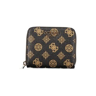 Guess Femme, Accessoires, Brun, Taille: ONE Size Portefeuille en Polyéthylène Marron avec Fermeture Éclair et Logo