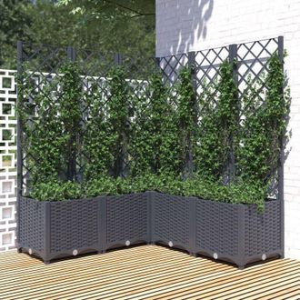 Les Tendances Jardini&egrave;re avec treillis Gris fonc&eacute; 120x120x136 cm PP
