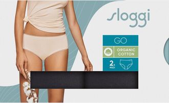 sloggi Lot de 2 culottes unies en coton m&eacute;lang&eacute;