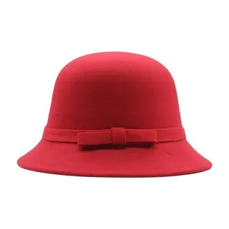 Generic Chapeau unisexe Chapeau cloche pour femmes ann&eacute;es 1920 Chapeau cloche dhiver en fausse laine froissable Chapeau melon vintage Chapeau cloche rond Gran