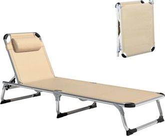 OUTSUNNY Sonnenliege faltbar Gartenliege mit Kopfkissen ergonomisch Relaxliege mit 4-stufig verstellbaren Rückenlehne Alu bis 120 kg belastbar für