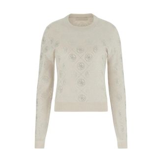 Guess 4G Rhinestones Sweater - - Knitwear - Damen - Beige - XS