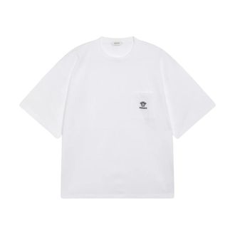 Versace T-Shirt mit Logo und Medusa-Stickerei - - Tops - Herren - Wei&szlig; - M