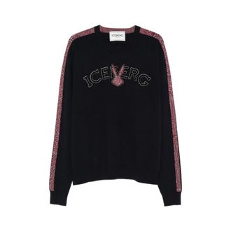 Iceberg Pullover mit Logo-Stickerei und Seitenstreifen - - Knitwear - Herren - Blau - M