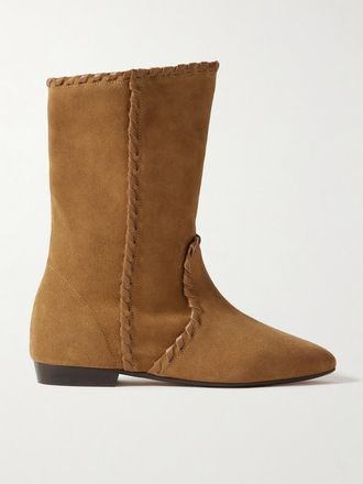 Isabel Marant Staeni Stiefel Aus Veloursleder Mit Lederbesätzen - Braun