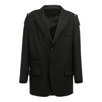 Yohji Yamamoto Einreihiger Blazer mit Riemendetail - - Jackets - Herren - Schwarzk - L