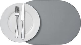 Restaurantware Ovale graue Vinyl-Tischsets - gepr&auml;gt, 40,6 x 30,5 cm - Box mit 6 Z&auml;hlen - Restauranware