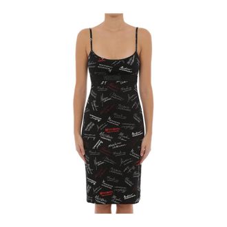 Moschino Signature Print Schwarzes Baumwoll-T-Shirt - - Dresses - Damen - Schwarzk - M