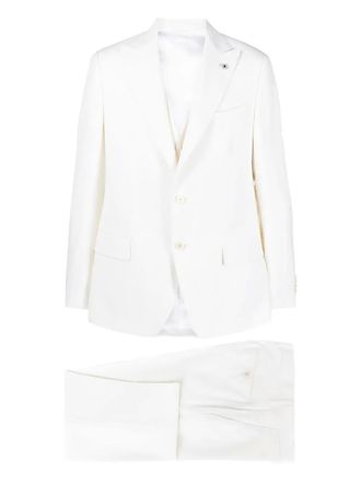 Lardini costume trois-pièces en laine - Blanc