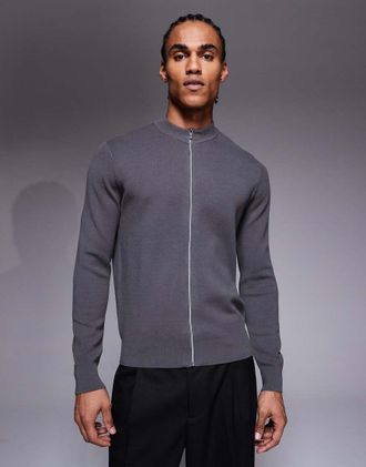 Mango Pull de sport zipp&eacute; en maille - Anthracite-Gris