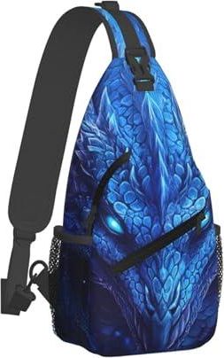 Generic R&eacute;glable Sacoche Tactique Dragon Bleu Sac &agrave; Bandouli&egrave;re L&eacute;ger Crossbody Bag pour Voyage Randonn&eacute;e Camping