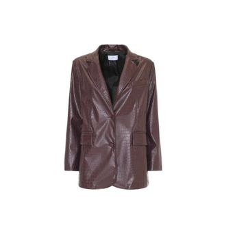 SoAllure Veste en similicuir effet crocodile - Femme - Vestes - Brun - Taille: 48 FR