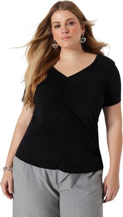 Trendyol Trendyol Damen Regular Fit Shift U-Boot-Ausschnitt Strick Übergröße Bluse, Schwarz, 3XL