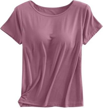 Generic D&eacute;bardeur de sport pour femme avec soutien-gorge int&eacute;gr&eacute; mignon &agrave; manches courtes sans manches Y2K - Pour course &agrave; pied, col rond, printemps - D&eacute;barde